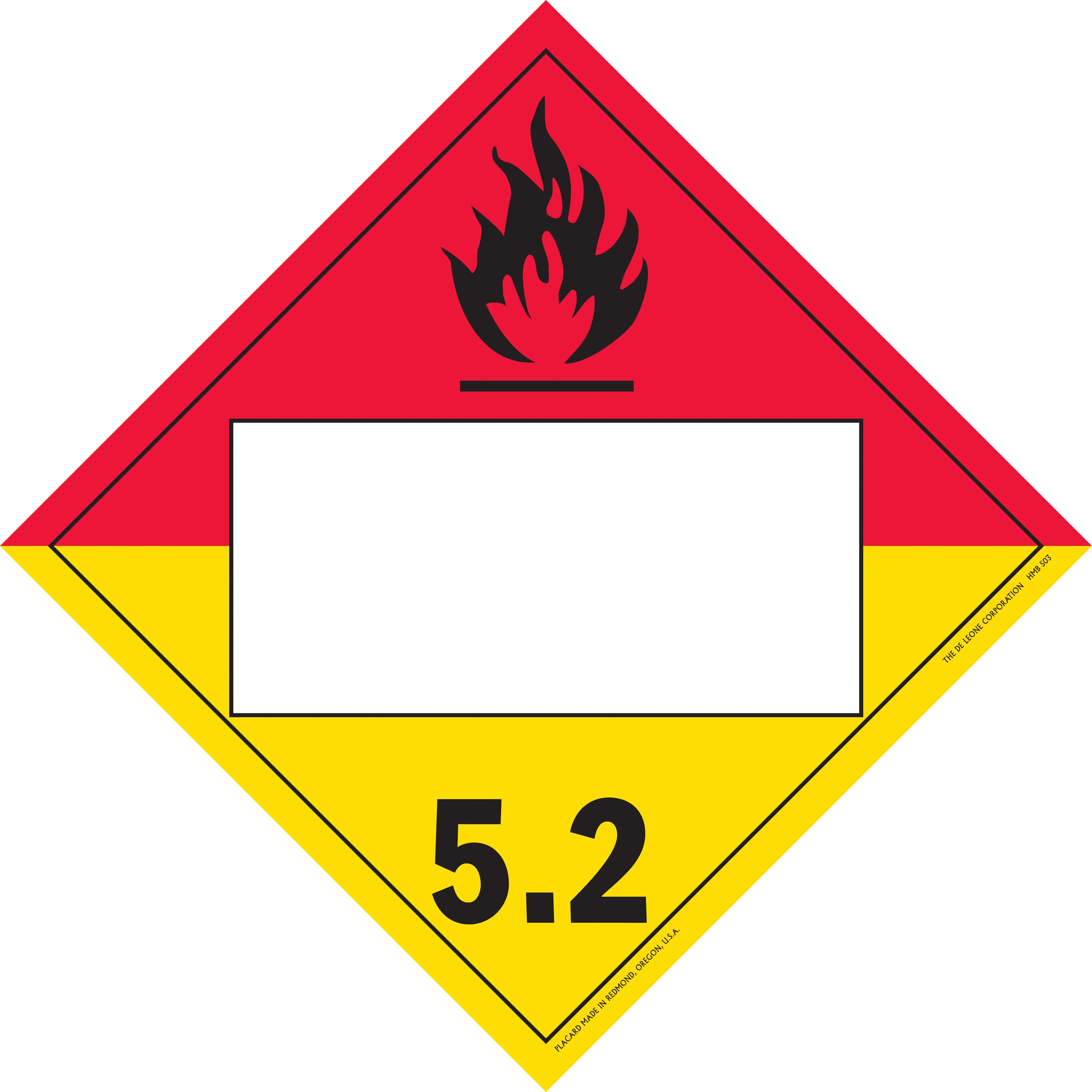 D.O.T. 4-Digit Placard Blanks | 10 3/4" x 10 3/4" Class 5 D.O.T. 4 ...