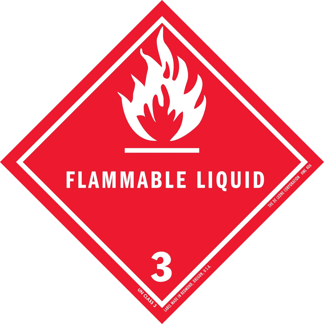 Hazardous Material Labels | 4" X 4" Hazardous Materials Label, Class 3 ...