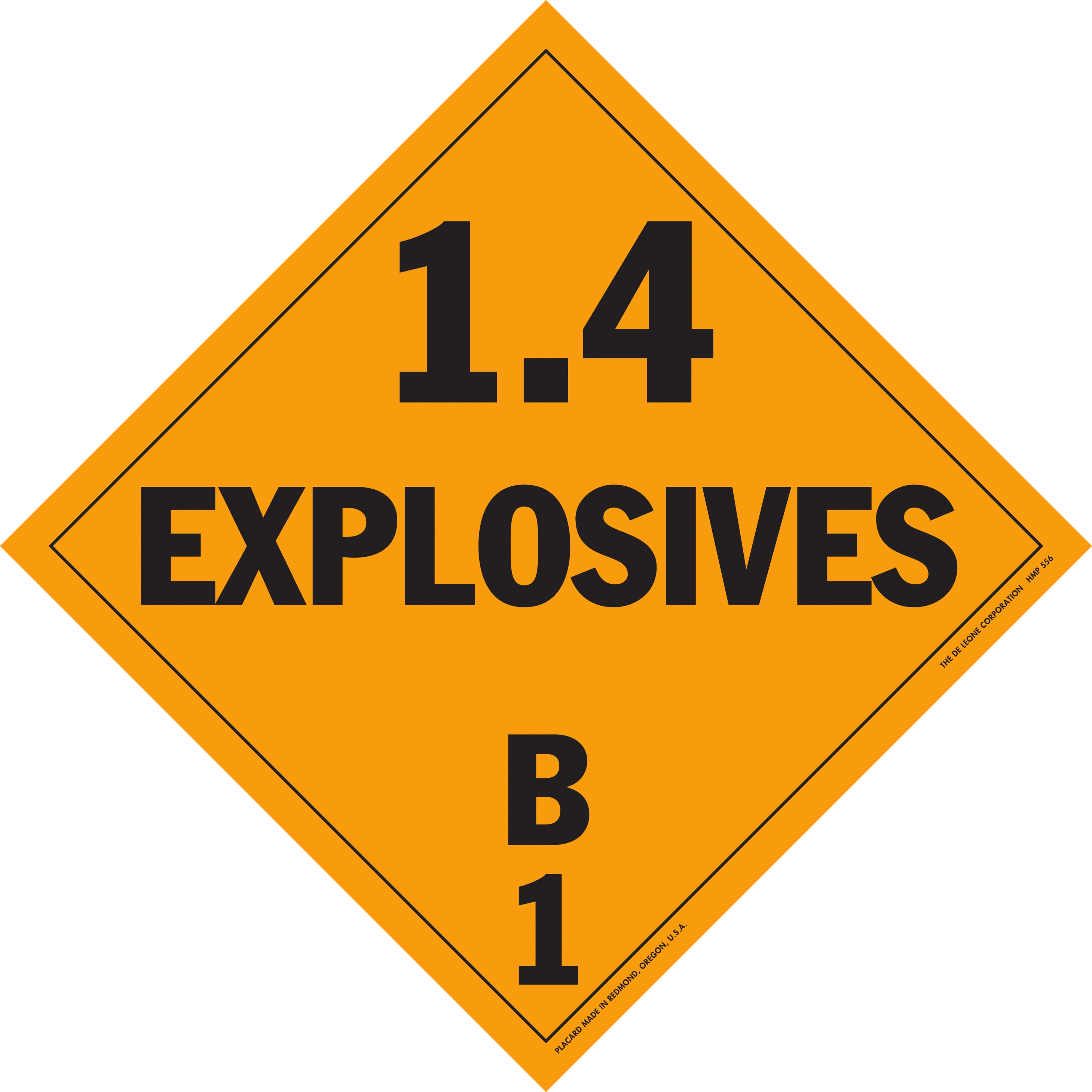 Hazardous Material Placards | 10 3/4" x 10 3/4" Class 1.4 Explosives ...