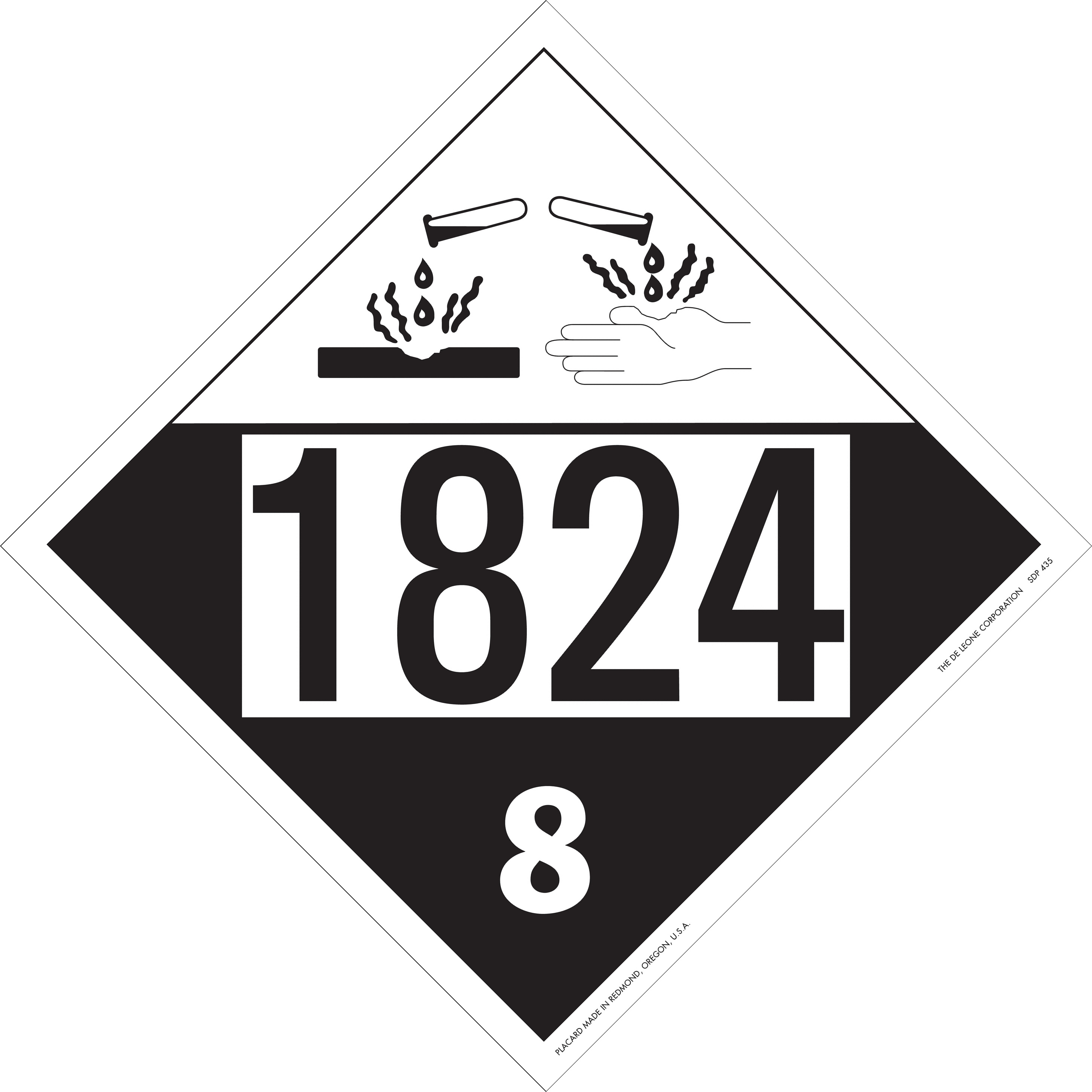 D.O.T. 4-Digit Preprinted Placards | 10 3/4" x 10 3/4" Class 8 D.O.T. 4 ...