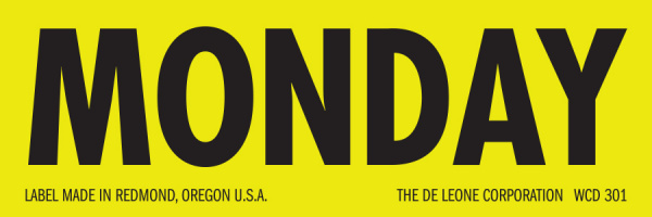 Weekly Color Coded Labels | 1" x 3" Color Code Label, Weekly, Monday ...